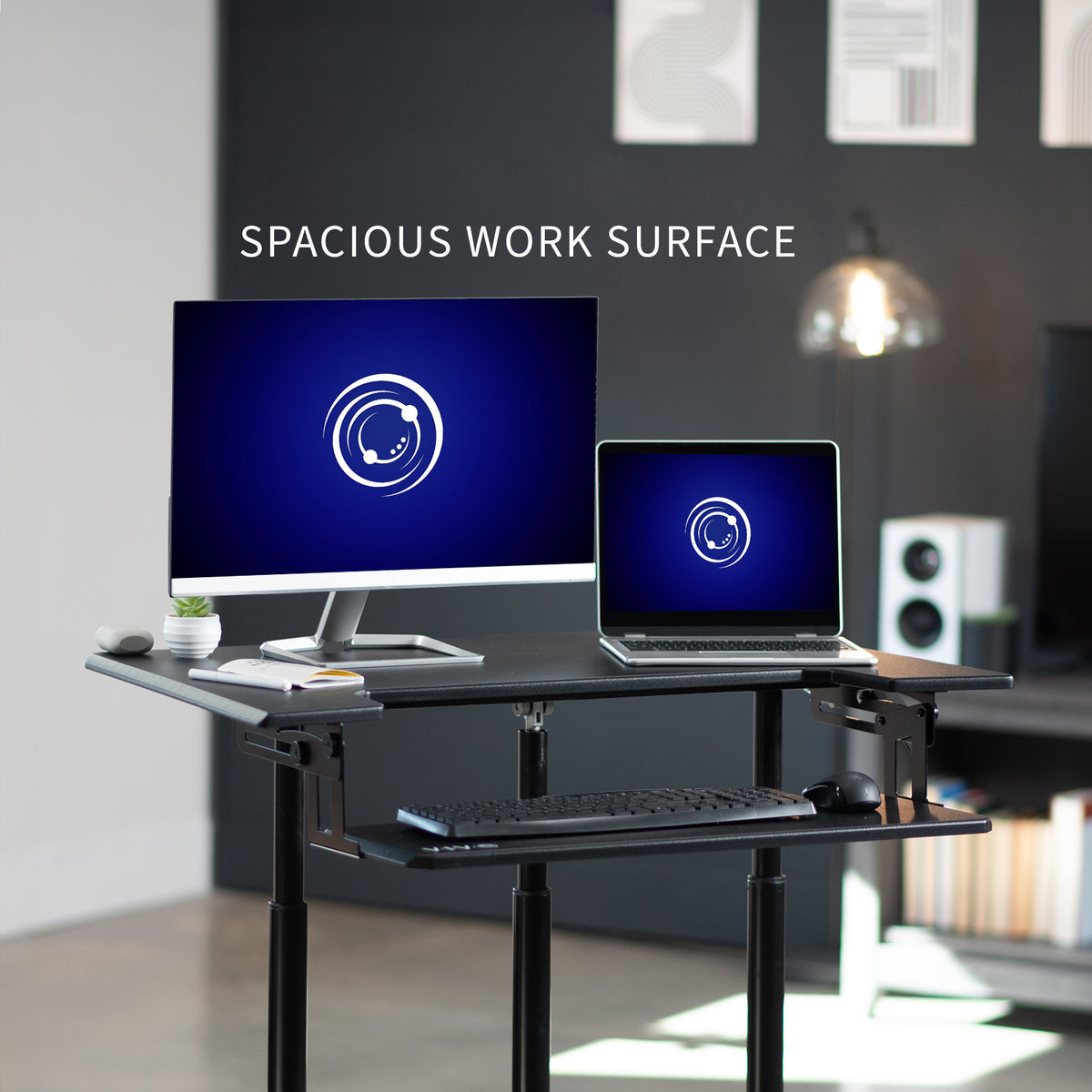 Black 35" Mobile Computer Workstation – VIVO - desk solutions, screen ...