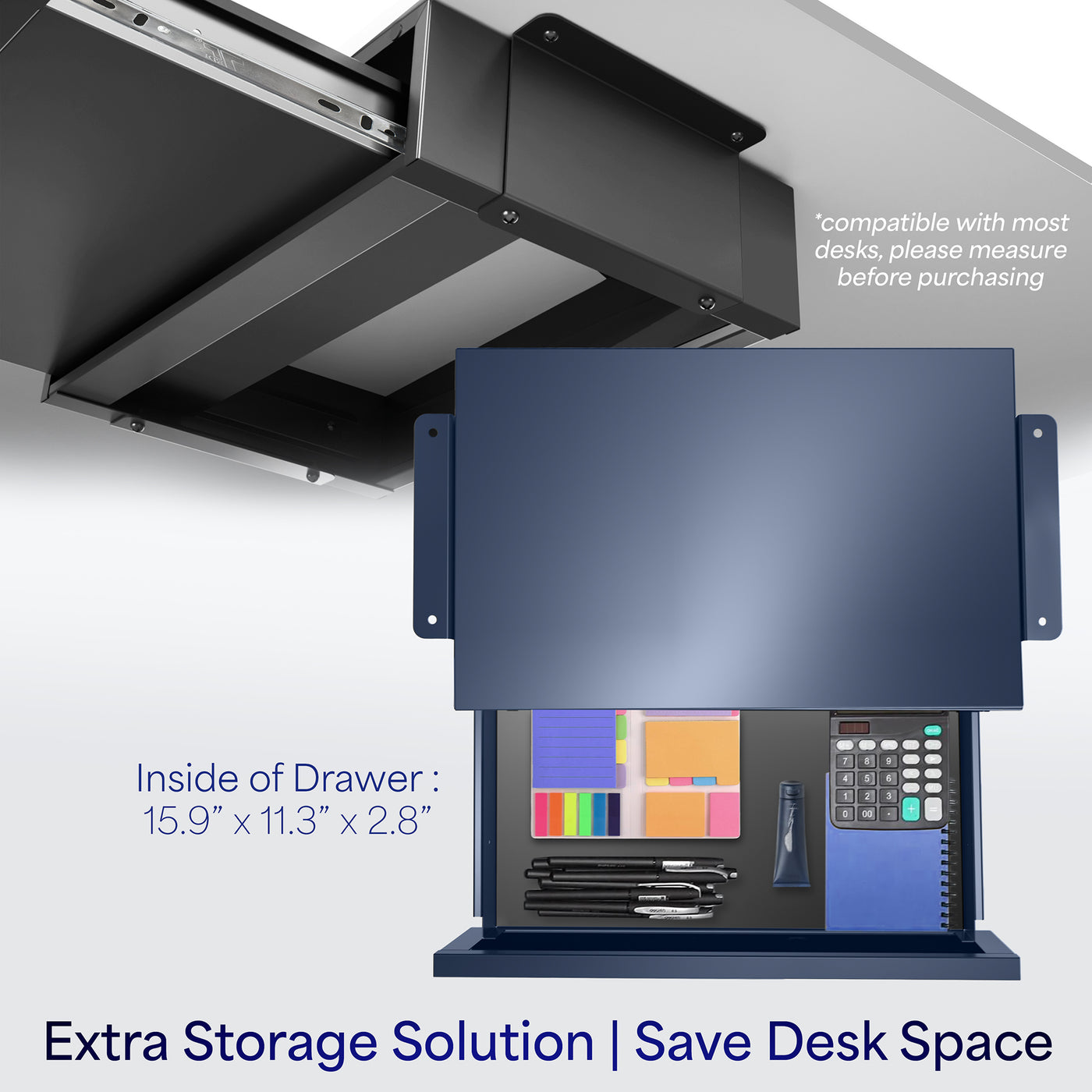 Pull Out 18” Under Desk Drawer – VIVO - desk solutions, screen mounting ...