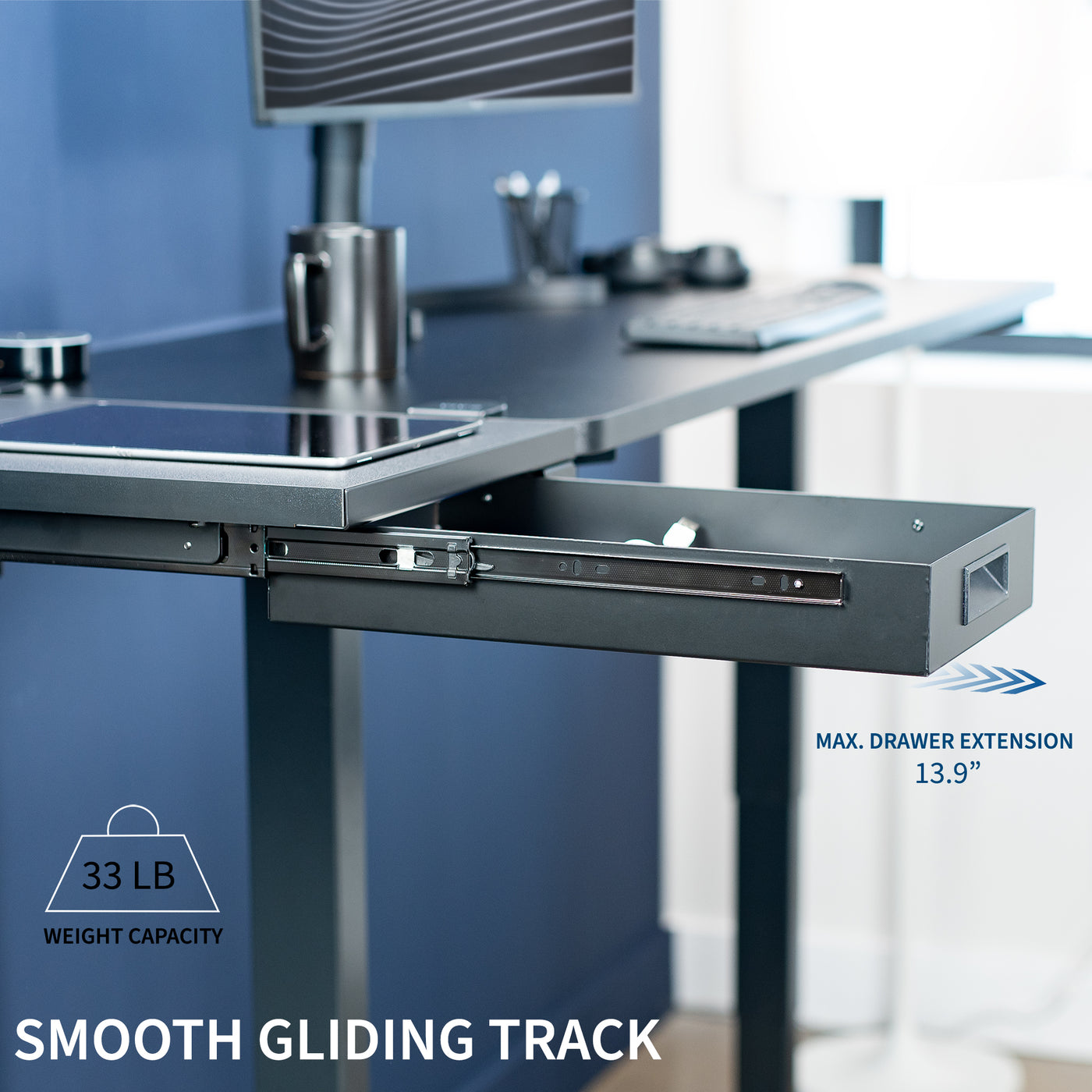 Black Clamp-on 24" x 14" Desk Extension with Storage – VIVO - desk ...