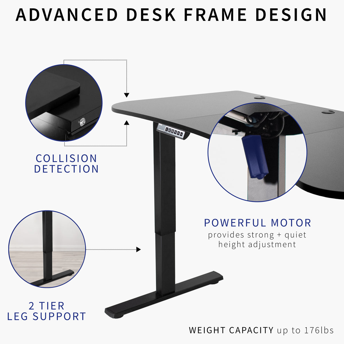 63" x 32" Electric Desk with Push Button Memory Controller – VIVO ...