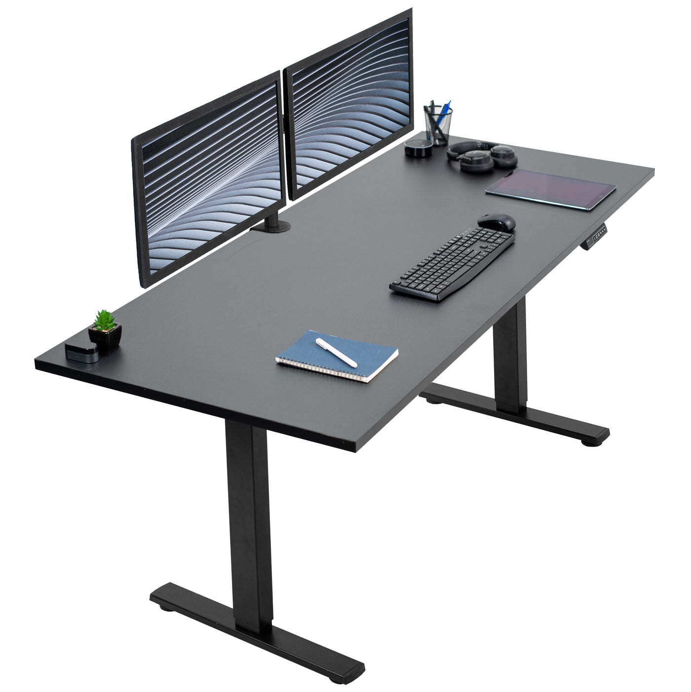 Black 71" x 30" Electric Desk with Square Corner Top – VIVO - desk ...