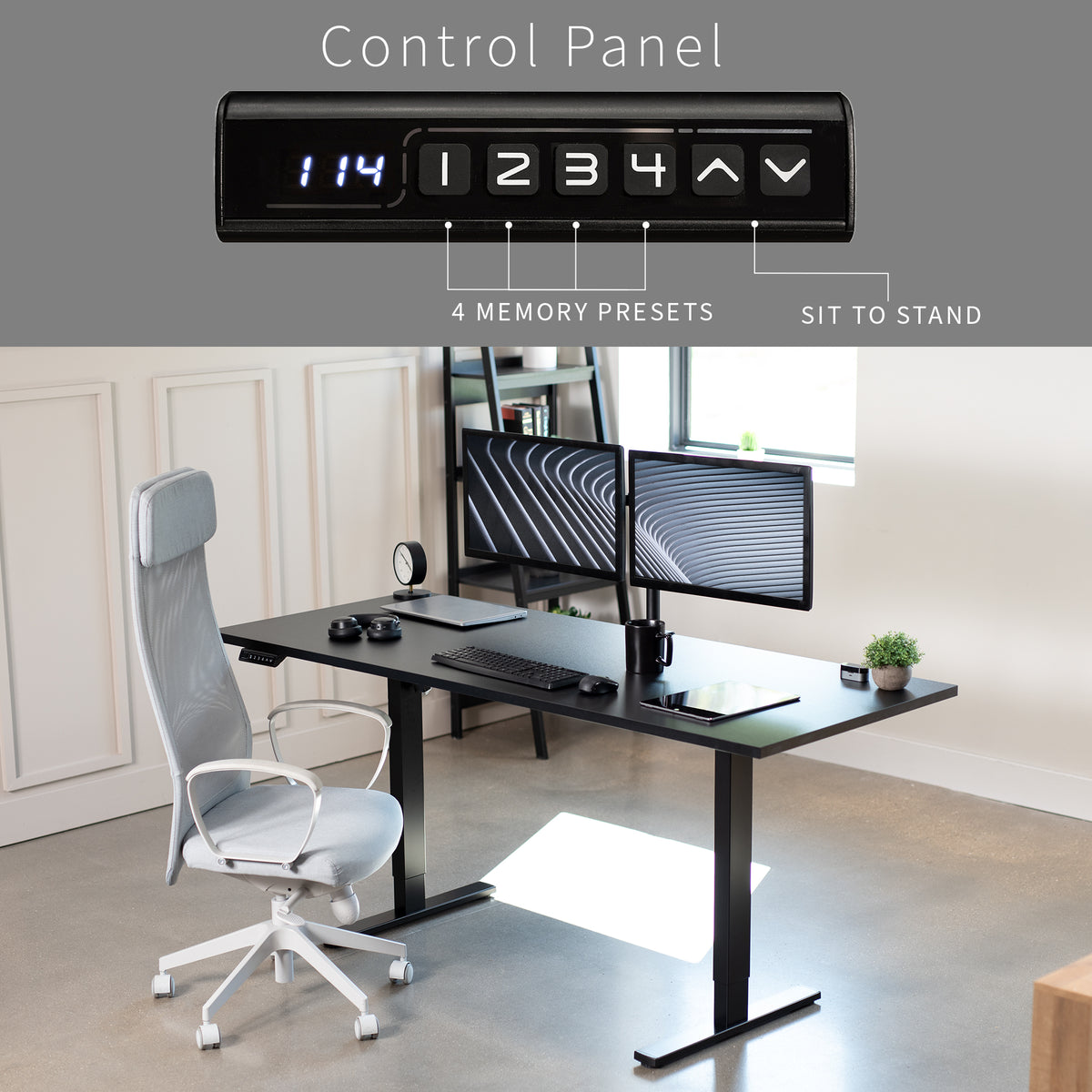 Black 71" x 30" Electric Desk with Square Corner Top – VIVO - desk ...
