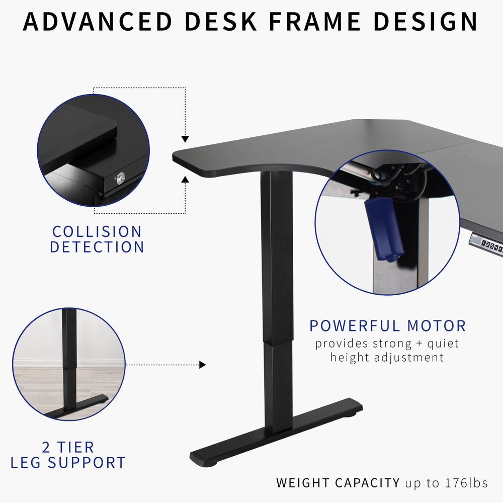 1BR Series - 58" x 35" Corner Electric Desk with Push Button Memory Co ...