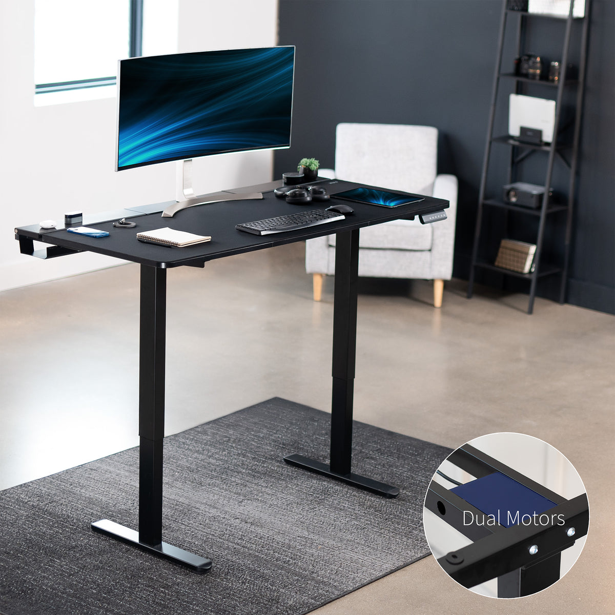 E2B-P3B Series - 60" x 30" Dual Motor Electric Desk with Concealed Cab ...