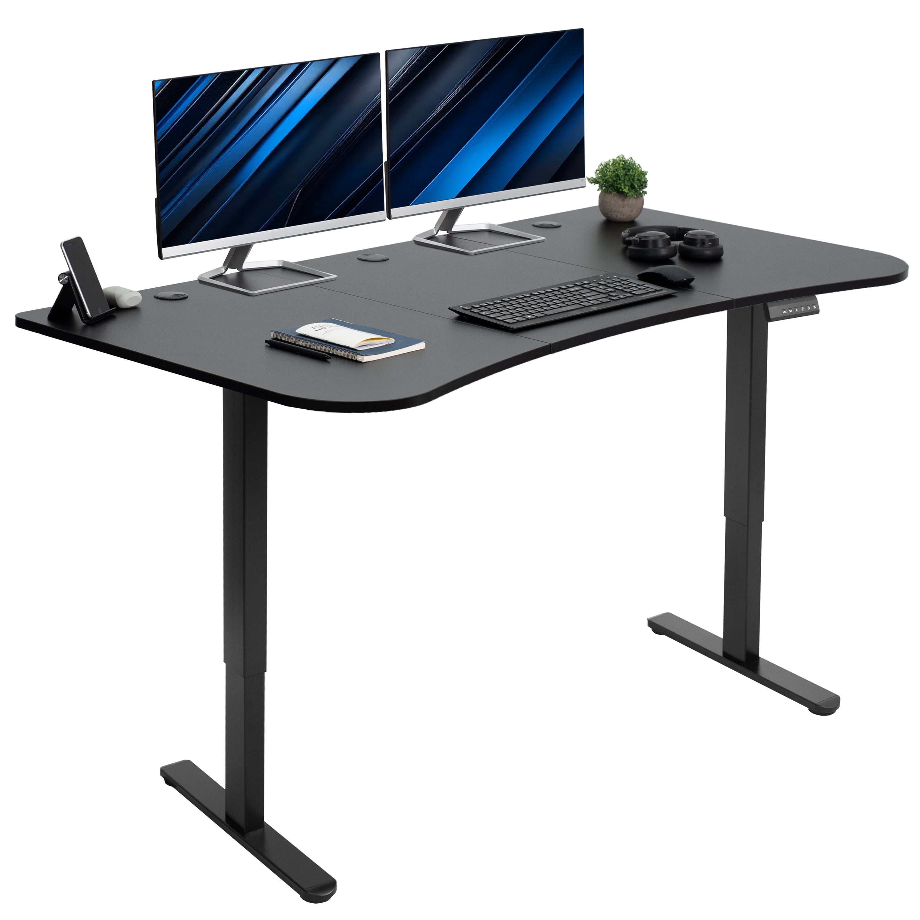 E2 Series - 63" x 32" Dual Motor Electric Desk with Push Button Memory ...
