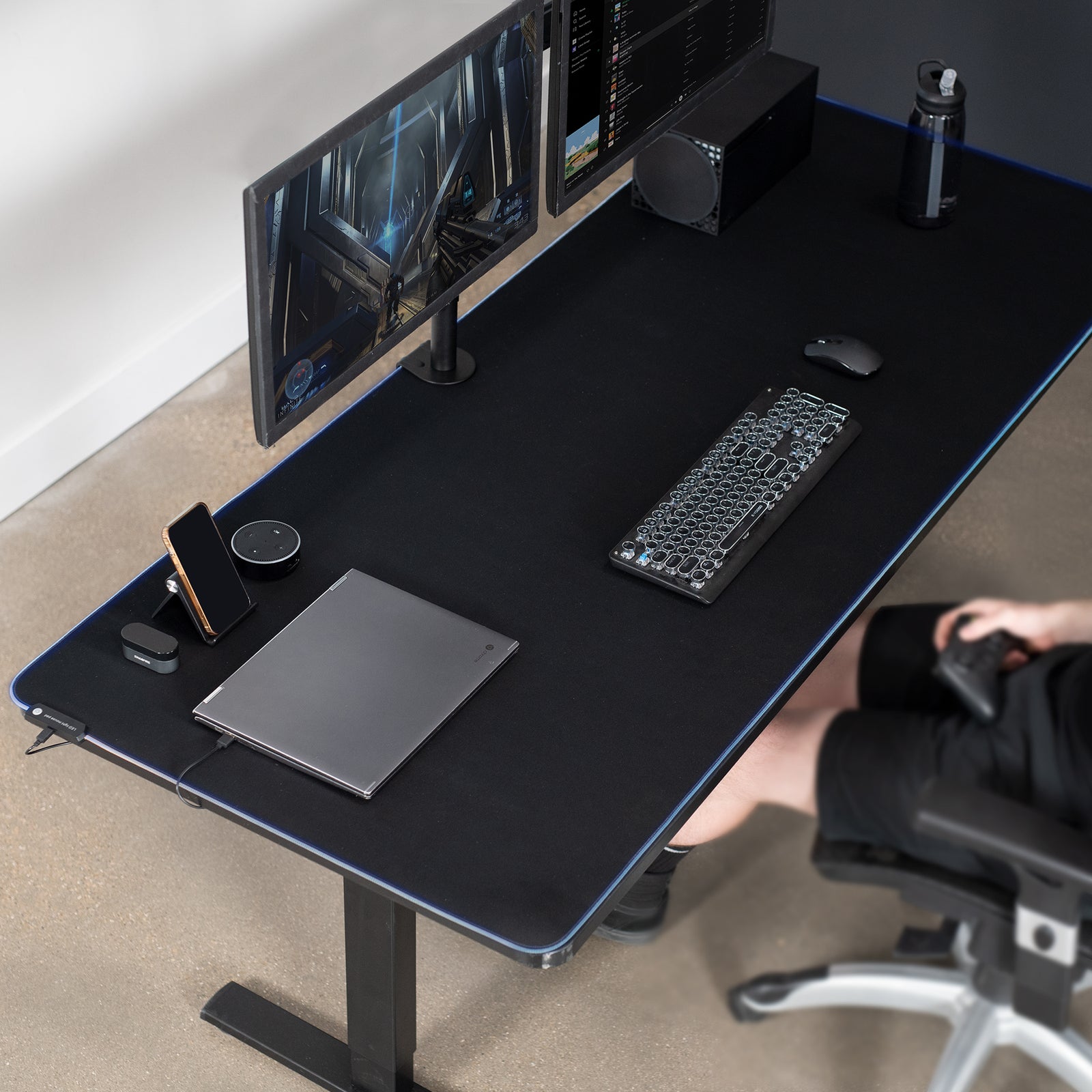 Black 71" x 30" RGB Desk Pad – VIVO - desk solutions, screen mounting ...