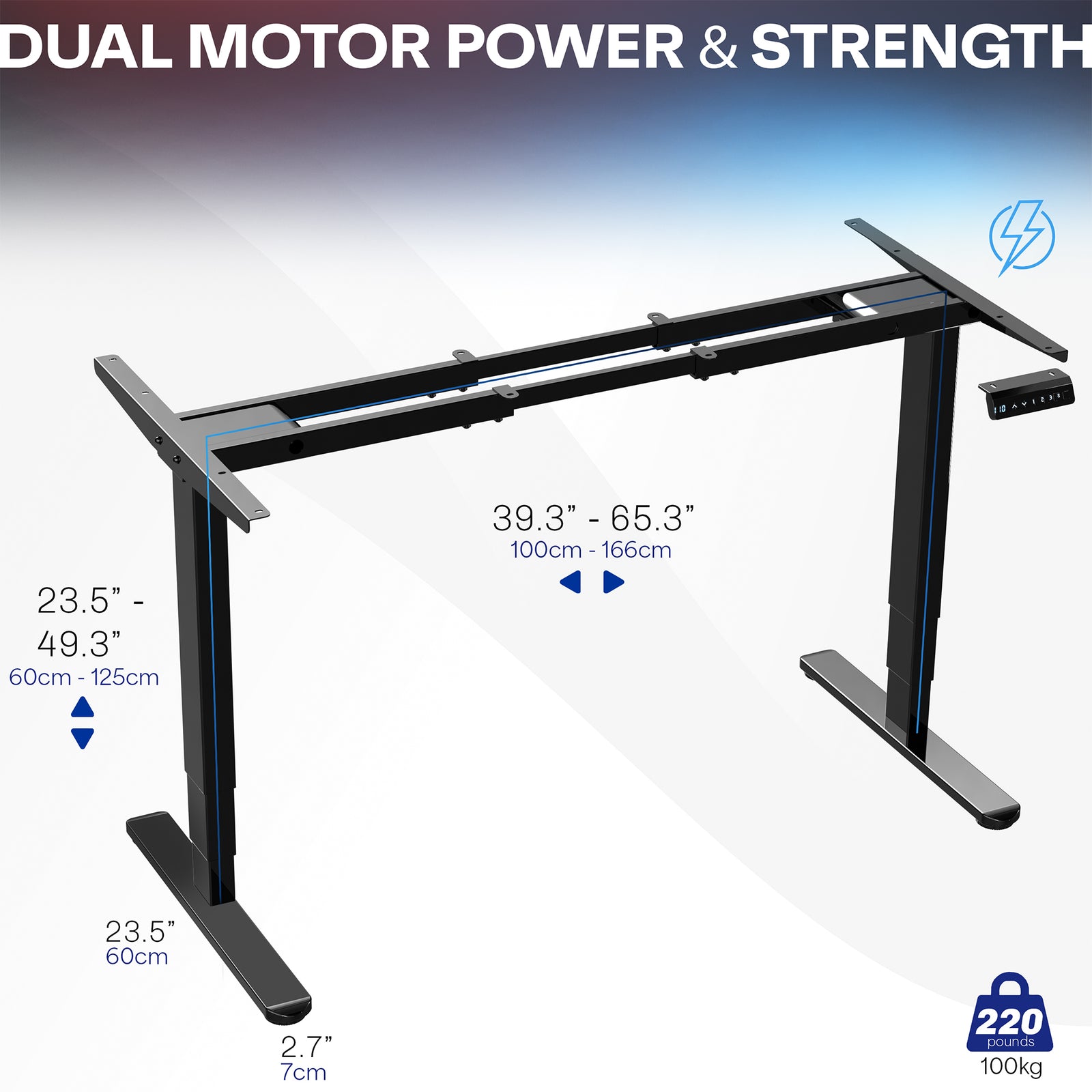 Electric Dual Motor Desk Frame with Push Button Memory Controller ...