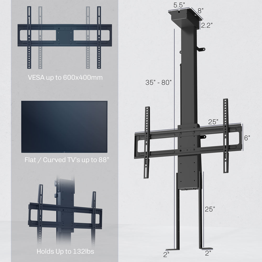 Motorized Large TV Mount with Remote Control - 43” to 88” Screens ...