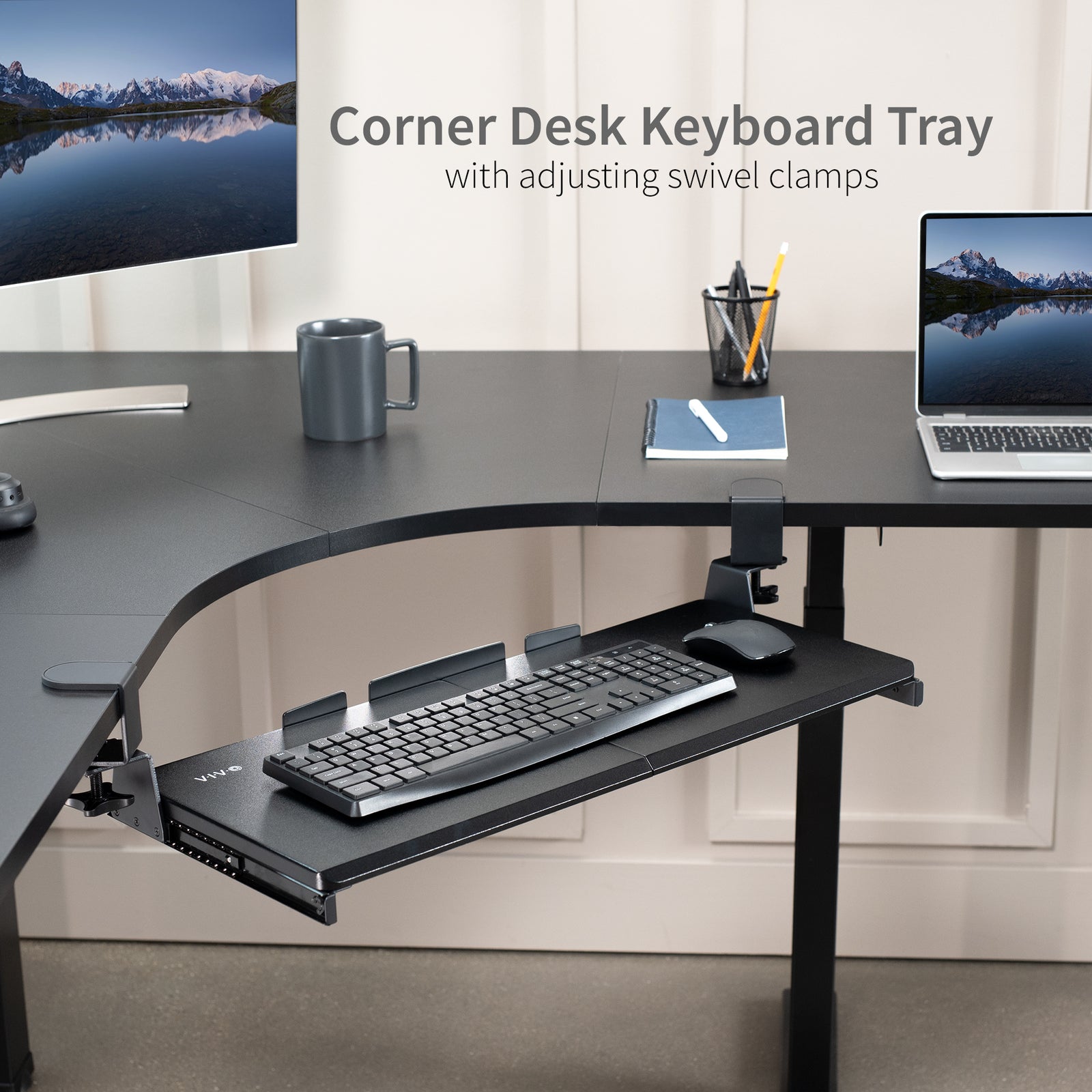 Clamp-on Keyboard Tray for Corner Desk – VIVO - desk solutions, screen ...
