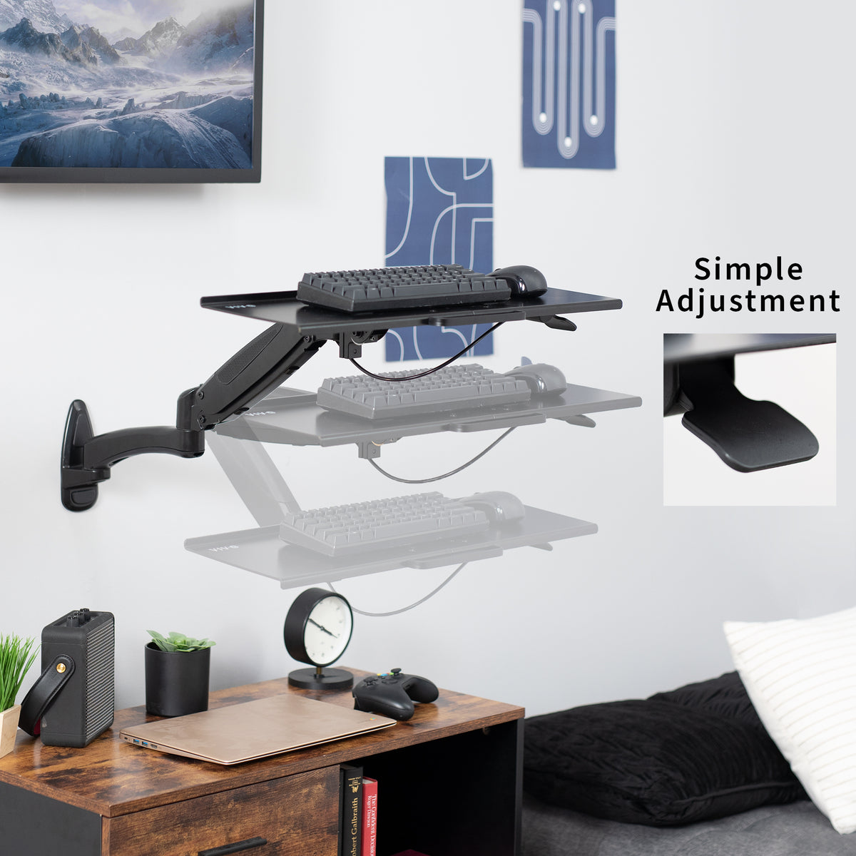 Pneumatic Wall Mounted Keyboard Tray – VIVO - desk solutions, screen ...