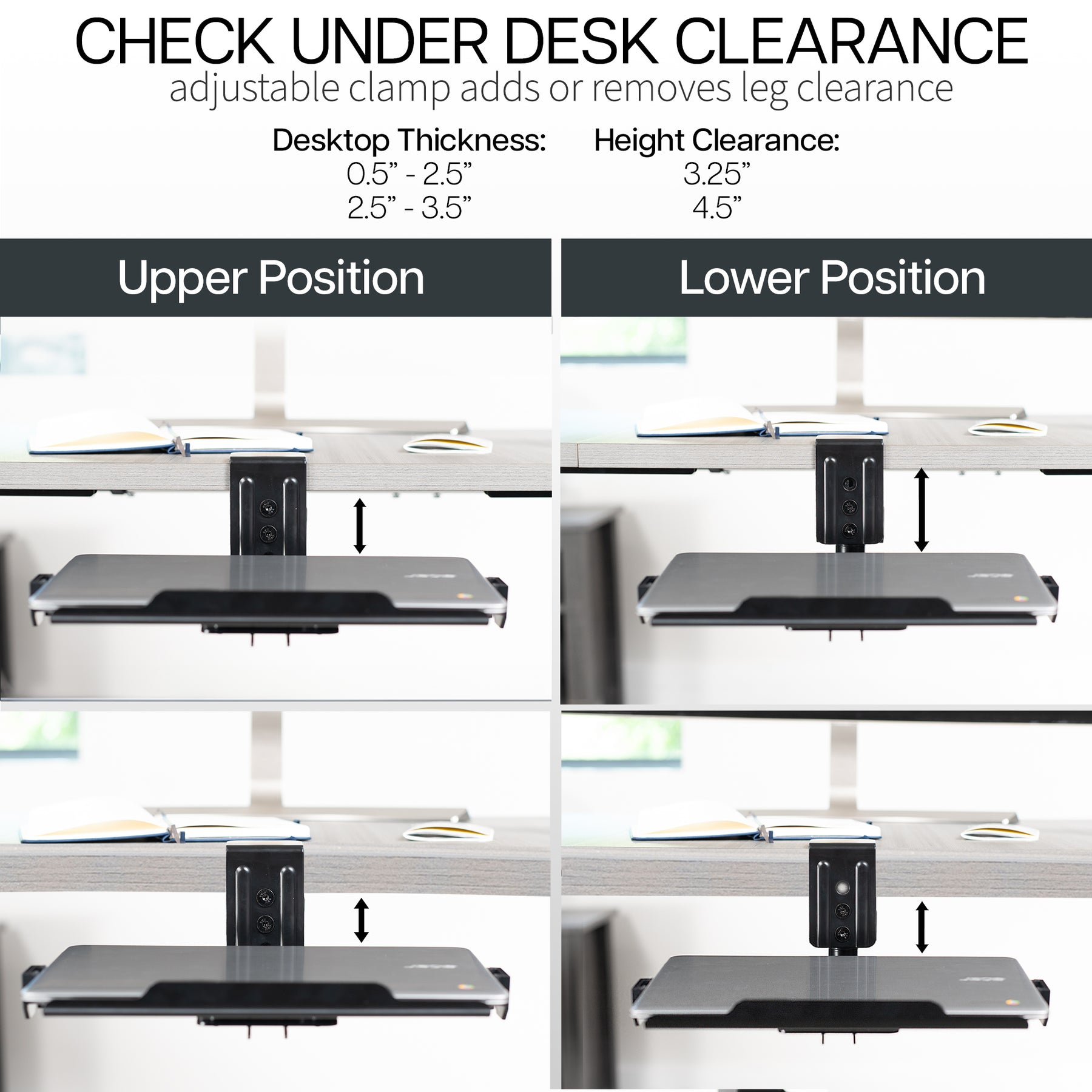 Black Single Clamp Rotating Laptop Tray – VIVO - desk solutions, screen ...