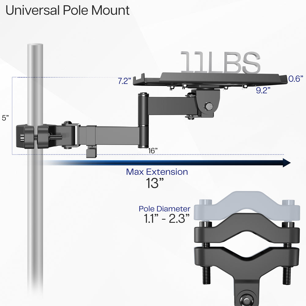 Pole Mount Shelf with Articulating Arm – VIVO - desk solutions, screen ...