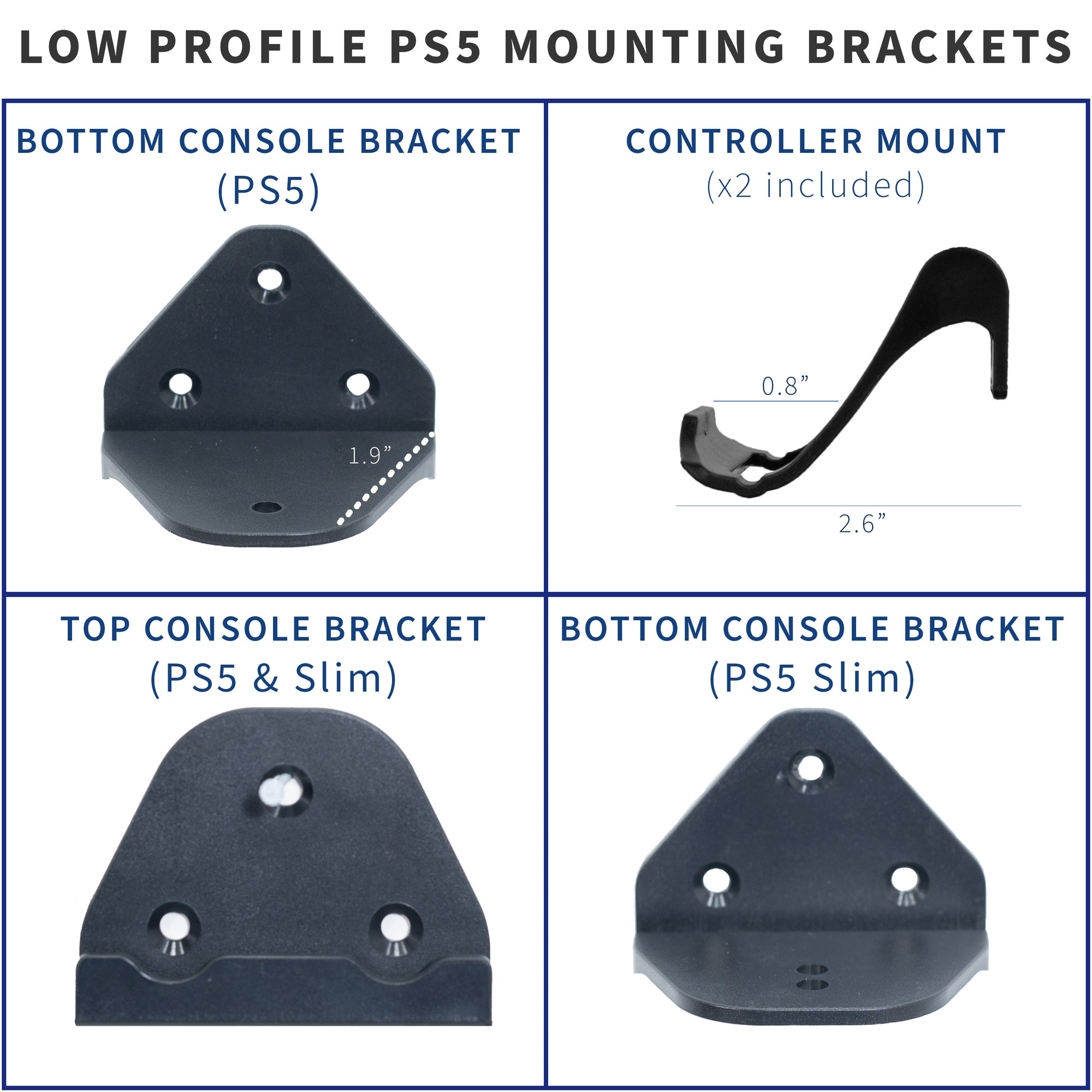 2-in-1 (Wall & Desk) Mount Designed for PS5 & PS5 Slim + 2 Controller ...
