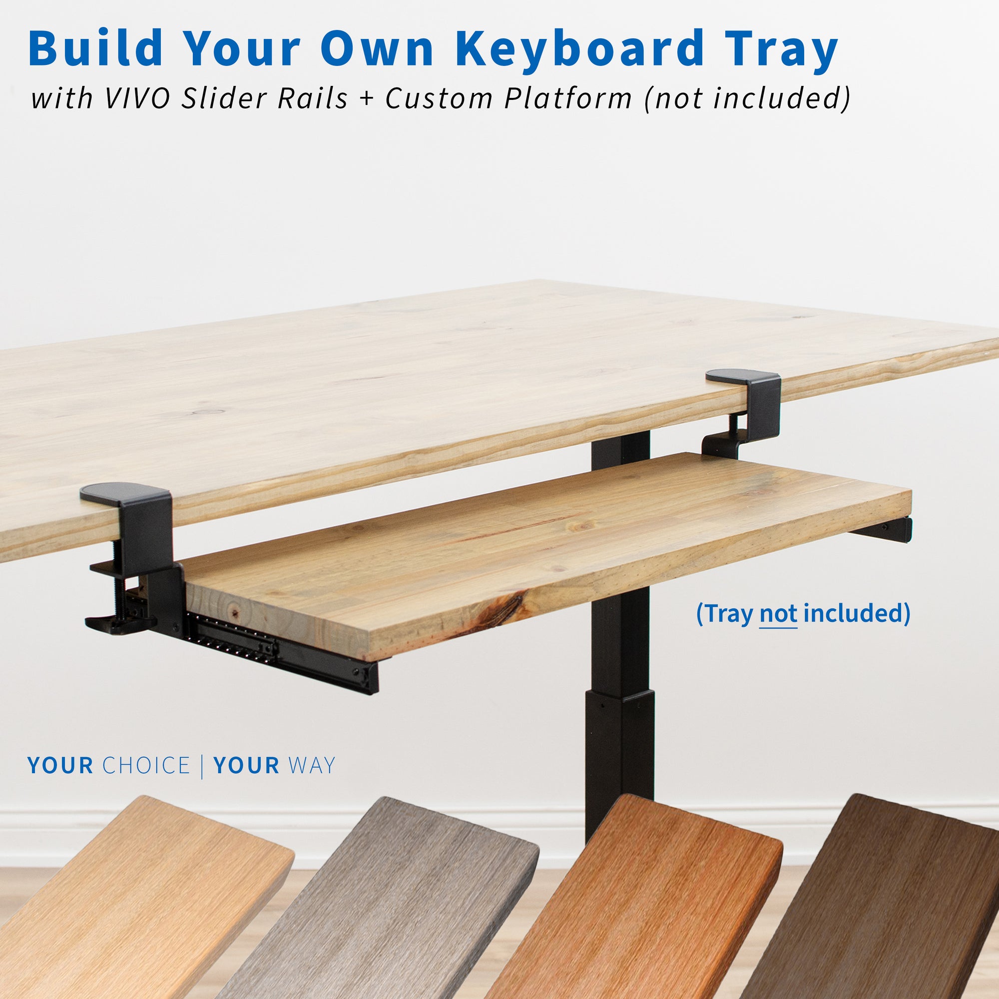 Clamp and Rail Set for Custom Wood Tray (2 Pack) – VIVO - desk ...