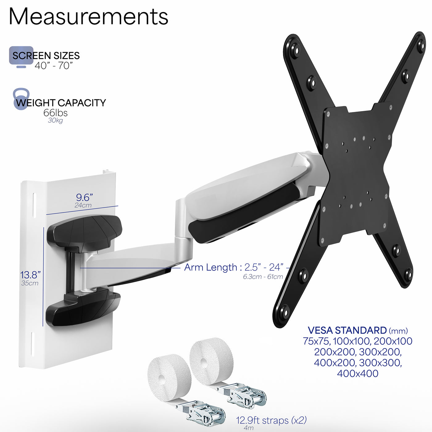 Exposed Column Pneumatic Arm TV Mount for 40" to 70" TVs – VIVO - desk ...