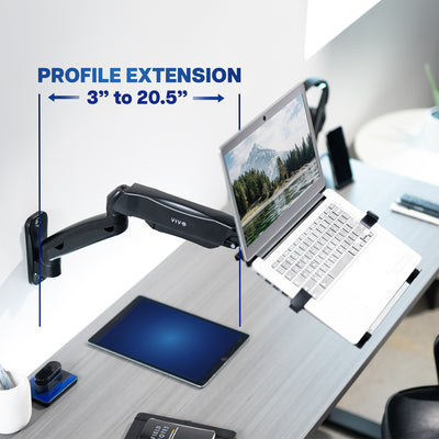 Pneumatic Arm Single Laptop Wall Mount – VIVO - desk solutions, screen ...