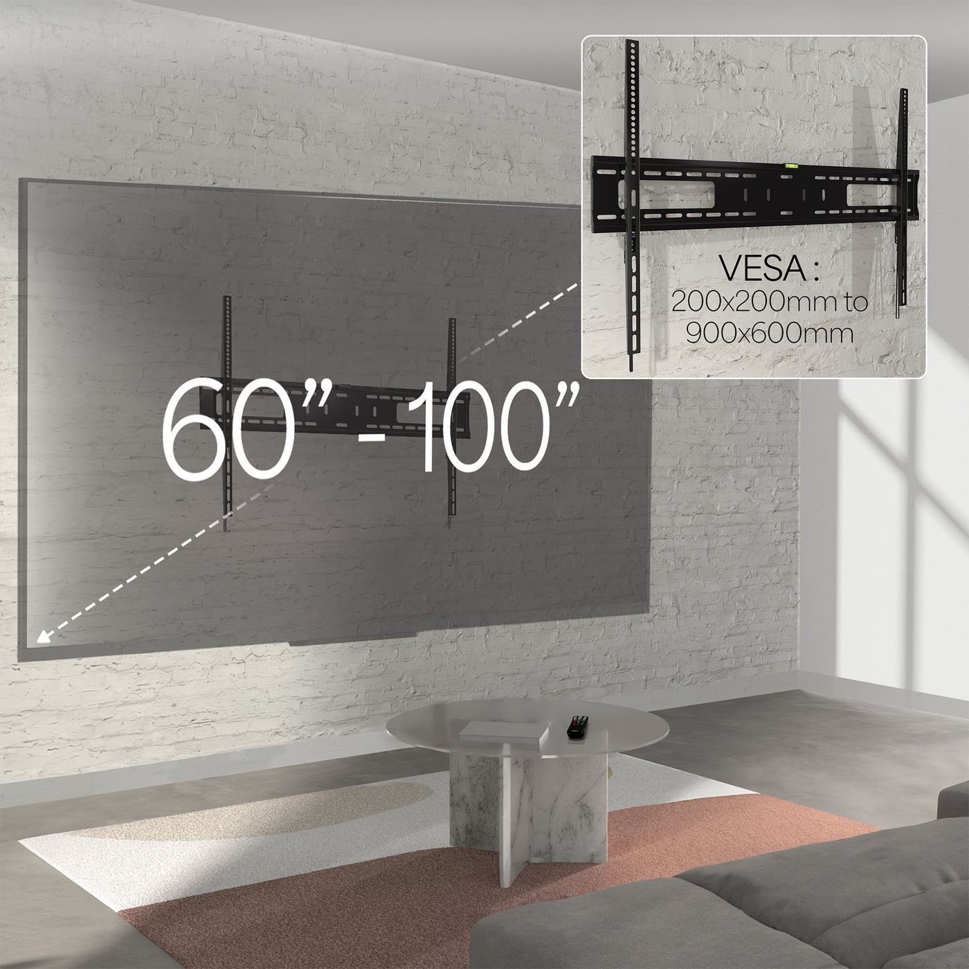 Extra Large Wall Mount for 60" to 100" TVs – VIVO - desk solutions ...