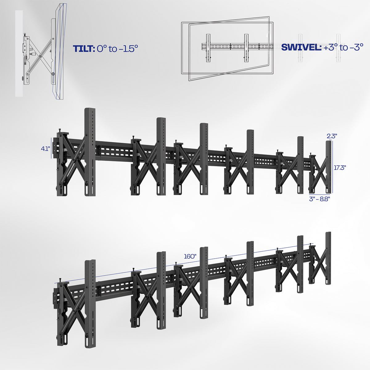 Pop-Out TV 2x3 Video Wall Mounts - 37” to 65” Screens – VIVO - desk ...