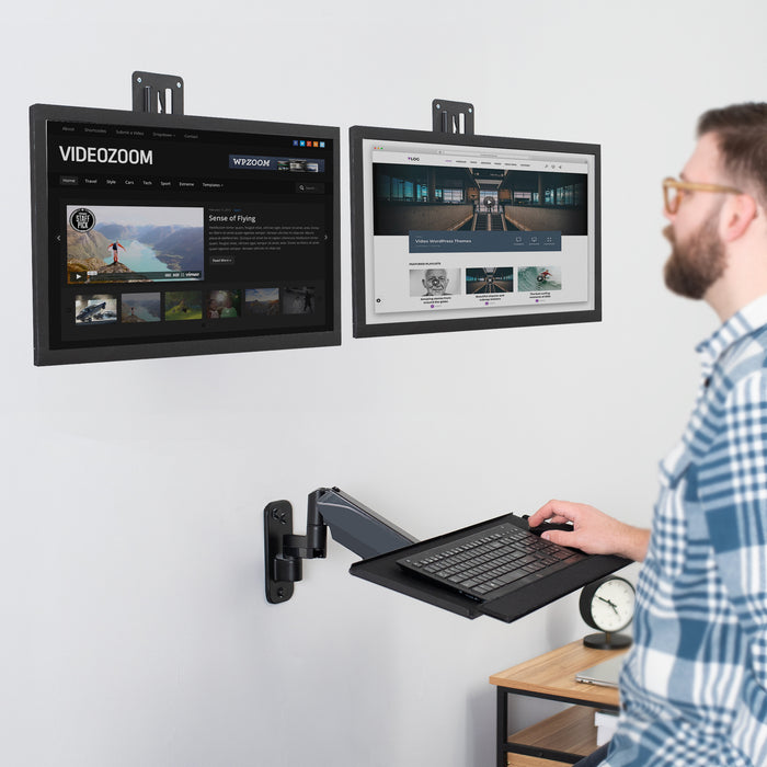 Dual 17” to 32” Monitor Wall Mounts + Keyboard Tray Wall Mount – VIVO ...