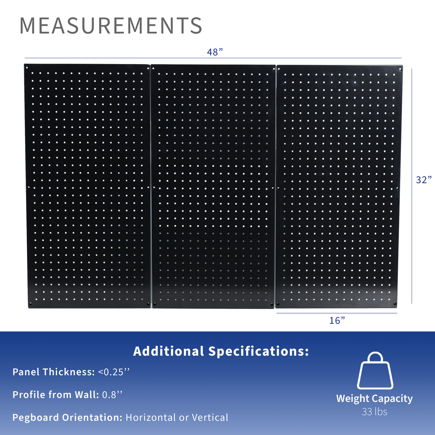 Black Wall Mounted Metal Pegboard – VIVO - desk solutions, screen ...