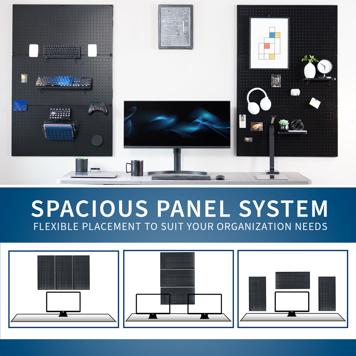Wall Mounted Metal Pegboard – VIVO - desk solutions, screen mounting ...