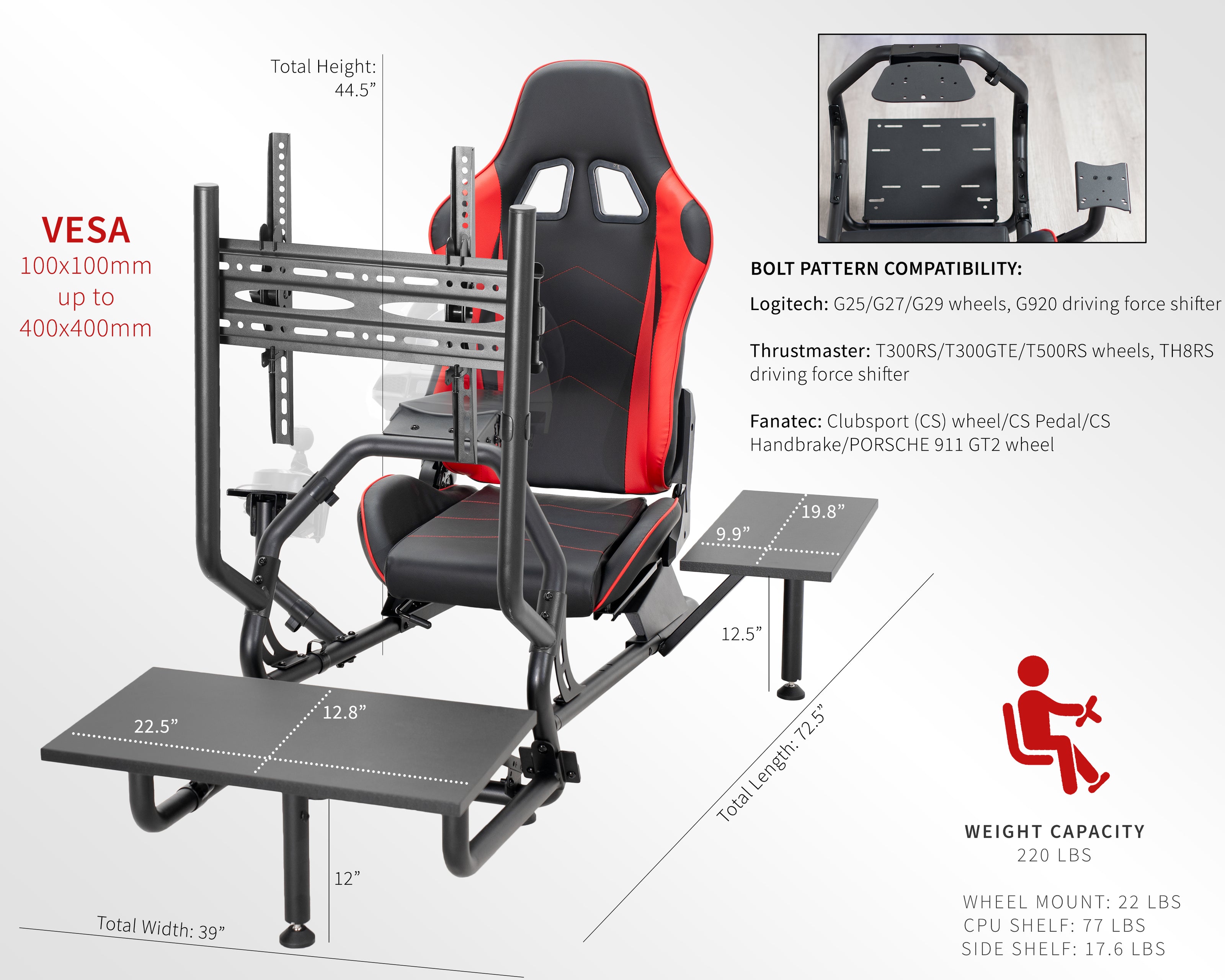 Racing Simulator Cockpit with TV Mount & Shelf Kit – VIVO - desk ...