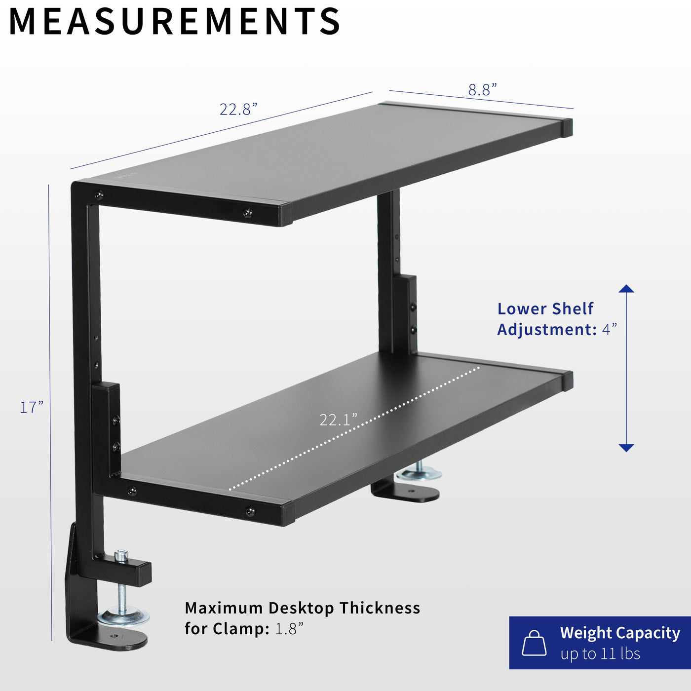 Above/Below Clamp-on Dual Shelf – VIVO - desk solutions, screen ...