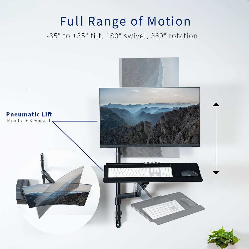 Single 17” to 32” Monitor Sit to Stand Wall Mount Workstation – VIVO ...