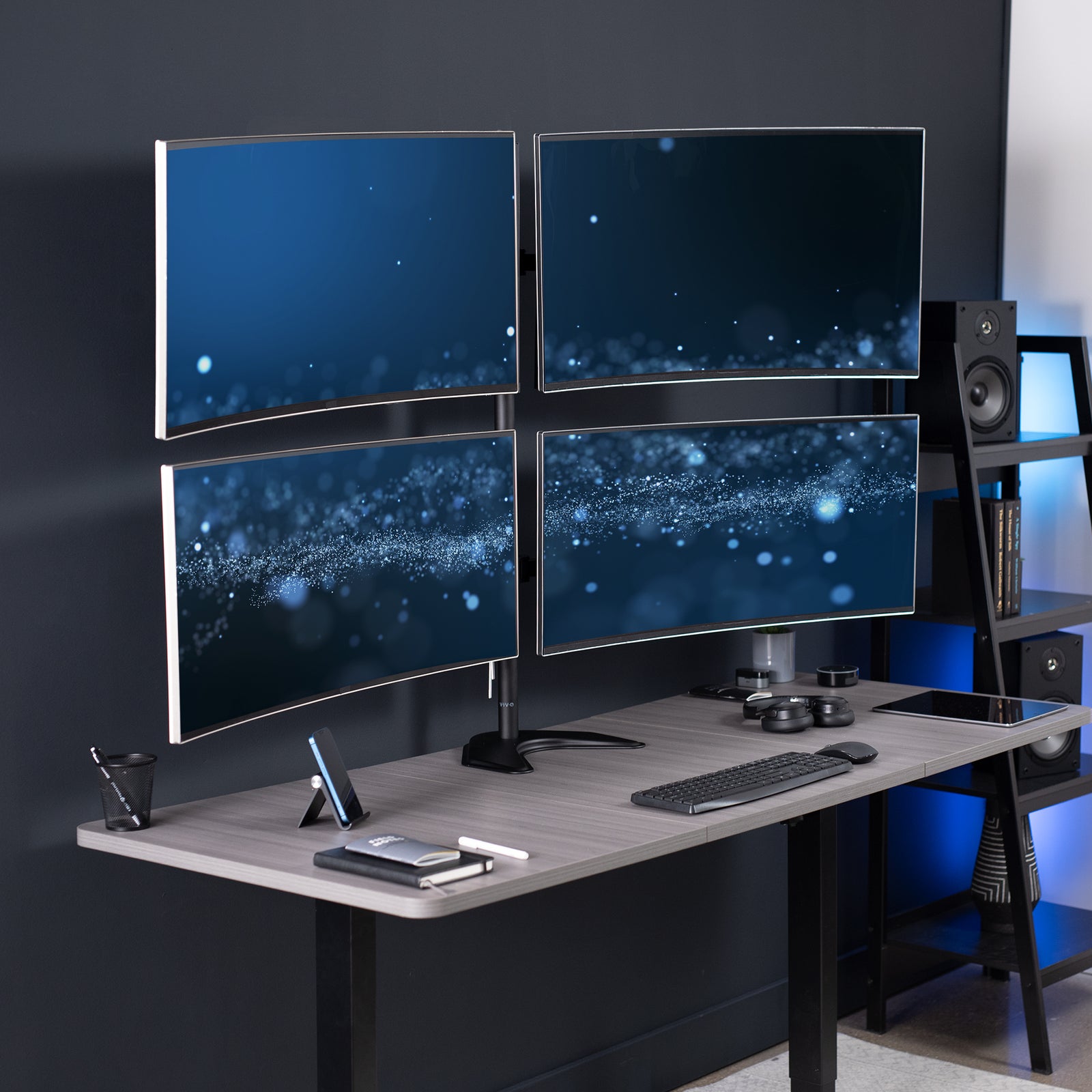 Telescoping Quad 27” to 38” Monitor Desk Stand – VIVO - desk solutions ...