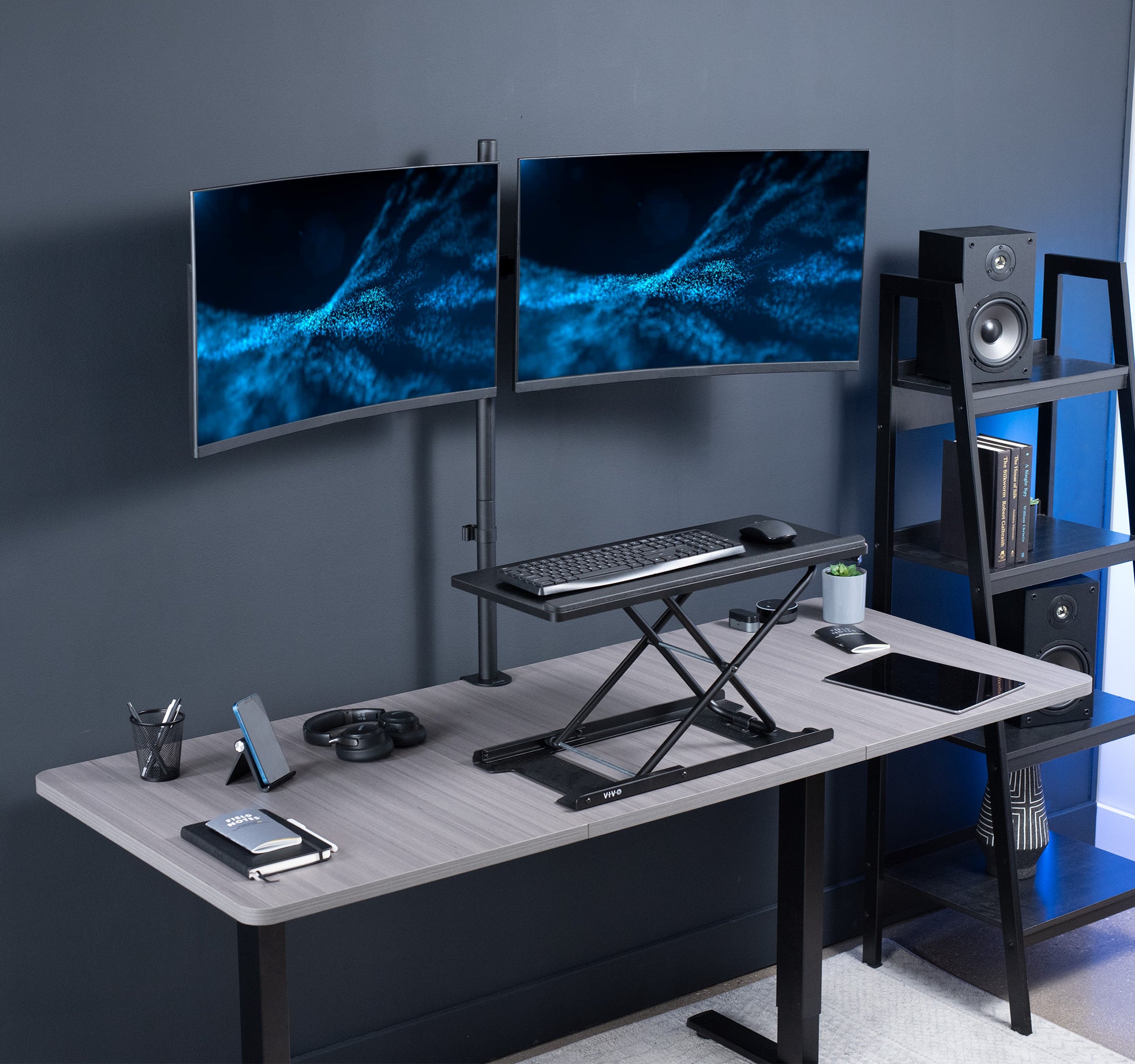 Extra Tall Telescoping Dual 27” to 38” Monitor Desk Mount – VIVO - desk ...