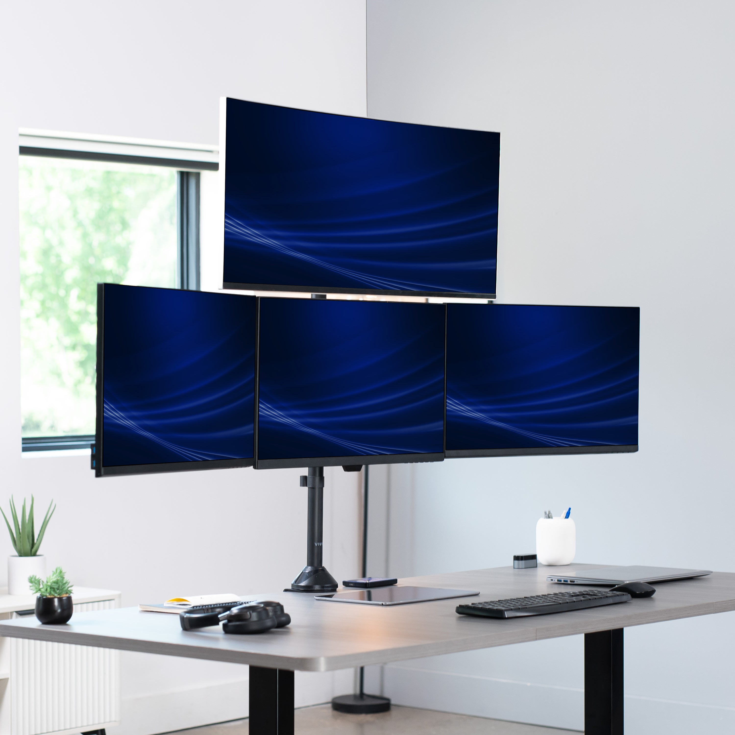Telescoping Extra Tall Quad Ultrawide Monitor Desk Mount - 24" to 38 ...