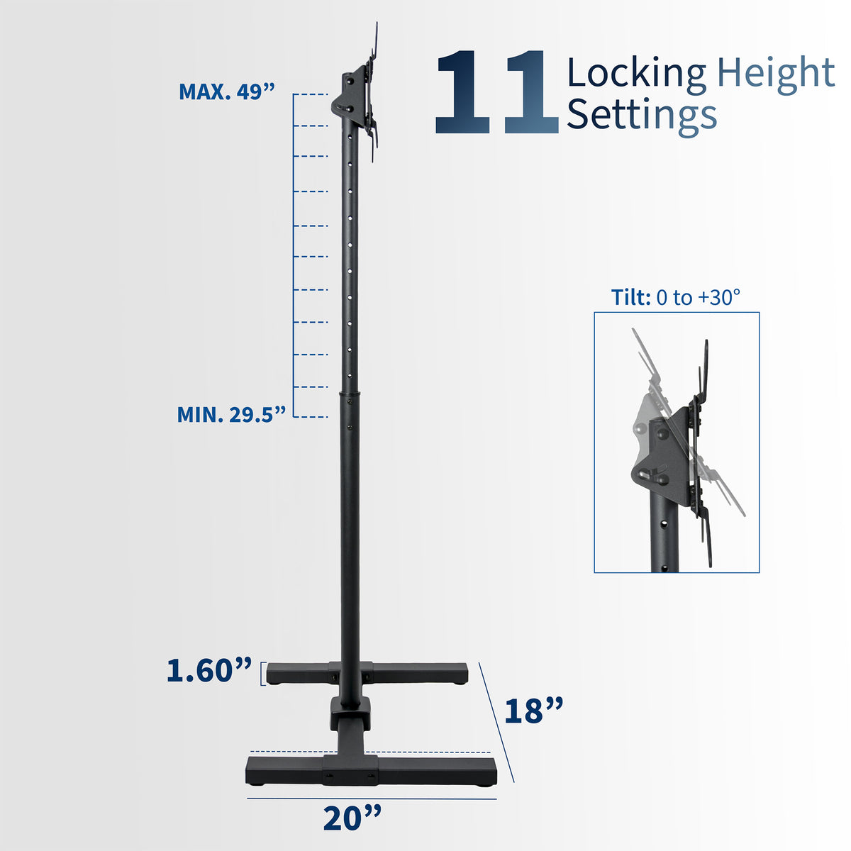Height Adjustable TV Floor Stand - Up to 65" Screens – VIVO - desk ...