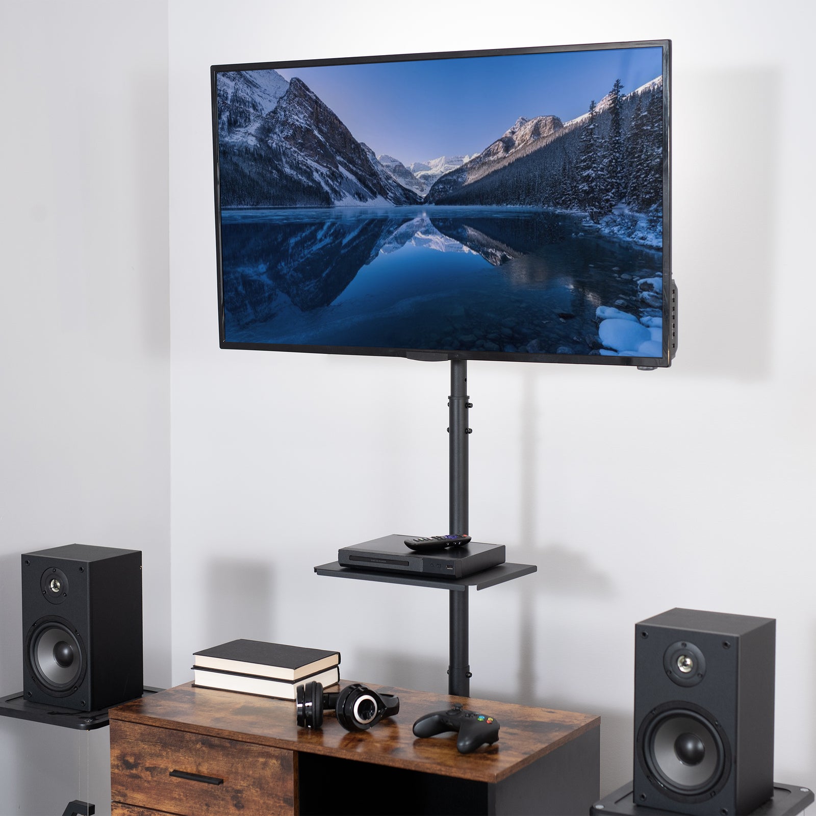 TV Stand with Shelf for Treadmills & Ellipticals for 13” to 50” TVs ...