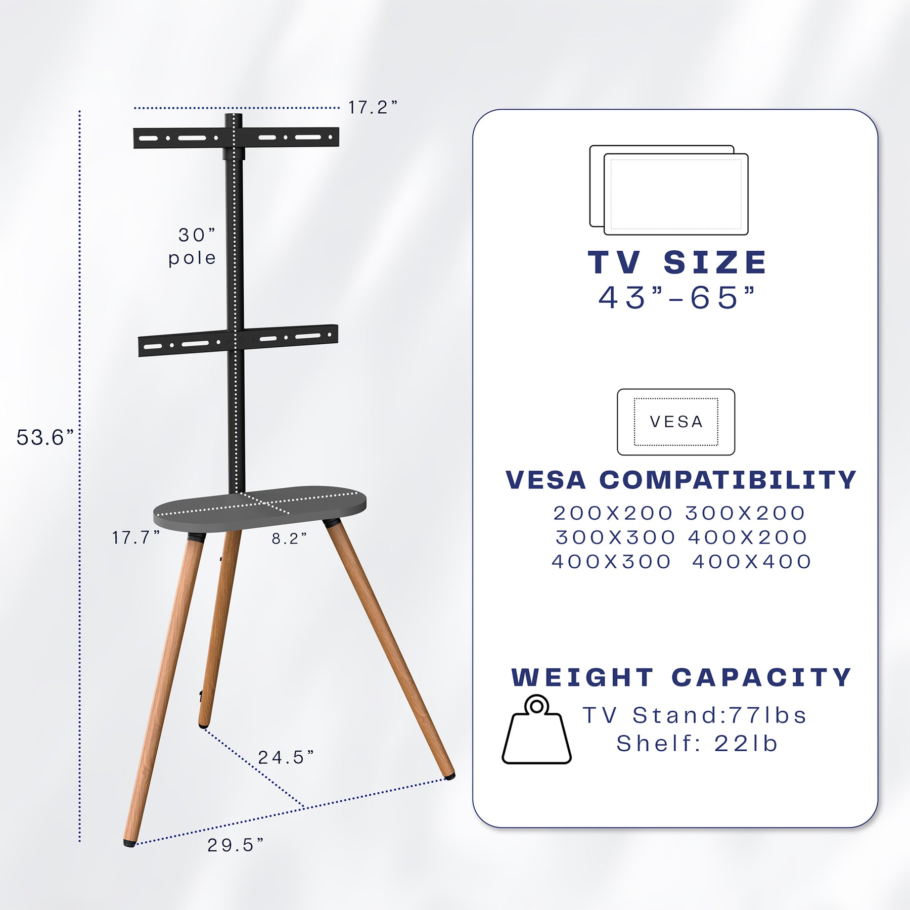 Dark Walnut TV Easel Studio Stand with Shelf - 43" to 65" Screens ...