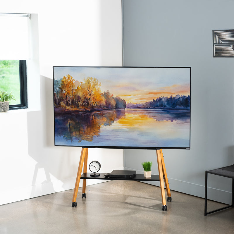 Mobile TV Easel Stand with Shelf - 43” to 75” Screens – VIVO - desk ...