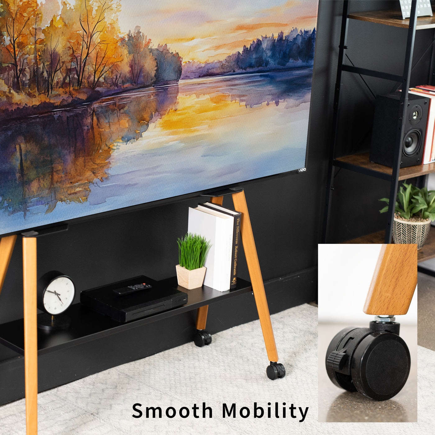 Mobile TV Easel Stand with Shelf - 43” to 75” Screens – VIVO - desk ...