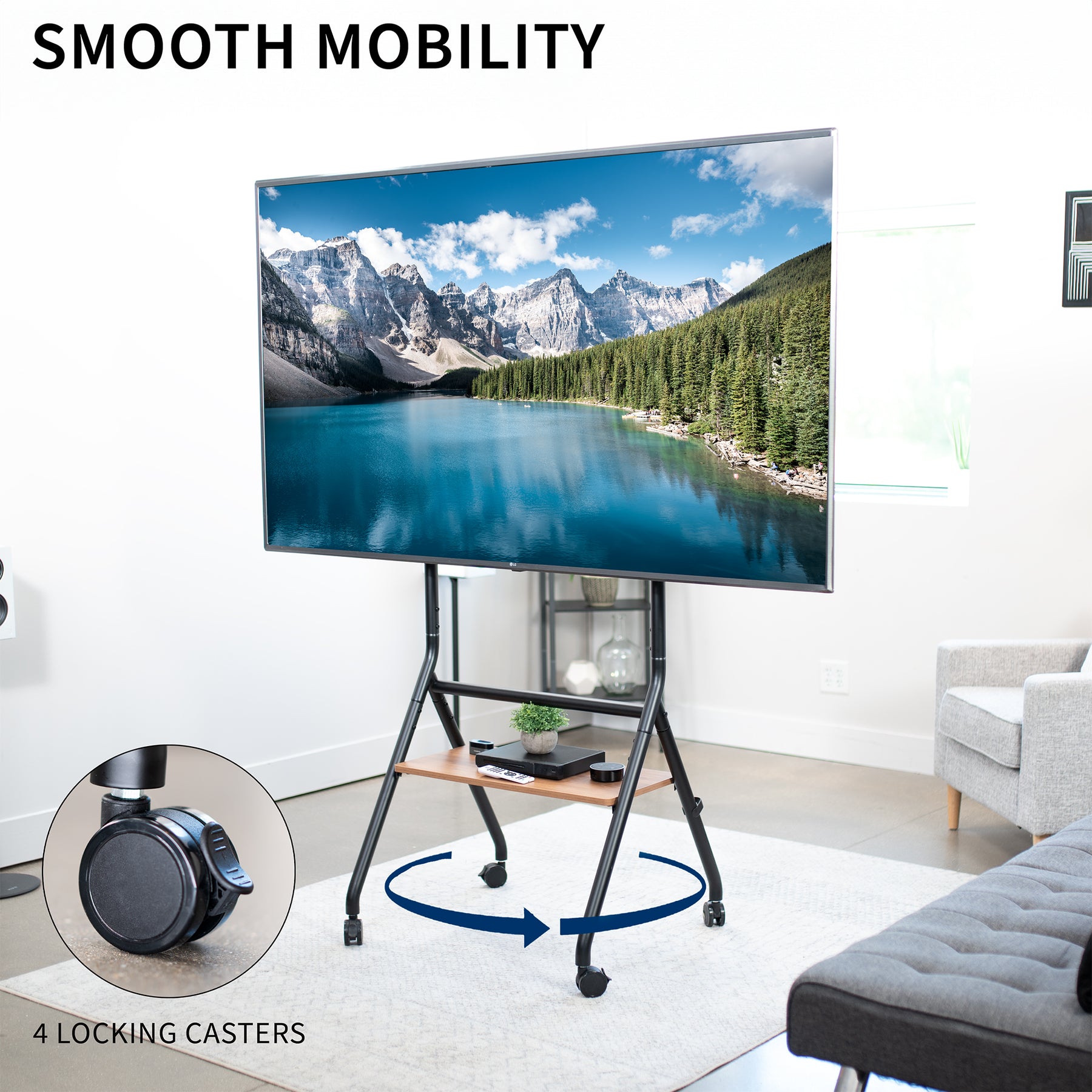 Mobile Studio Stand with Shelf for 37” to 86” TVs – VIVO - desk ...