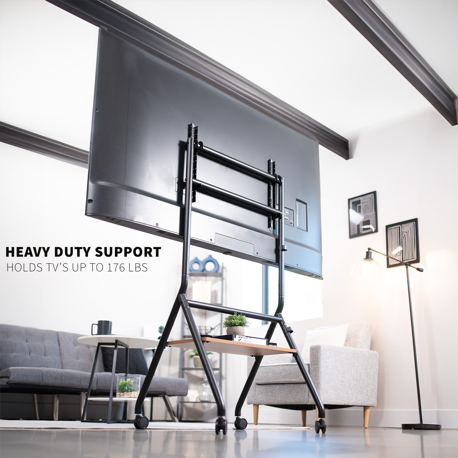 Mobile Studio Stand with Shelf for 37” to 86” TVs – VIVO - desk ...