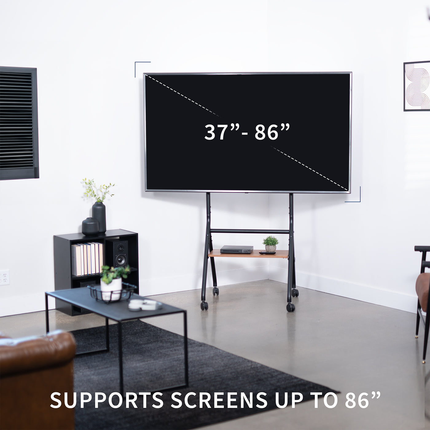 Mobile Studio Stand with Shelf for 37” to 86” TVs – VIVO - desk ...