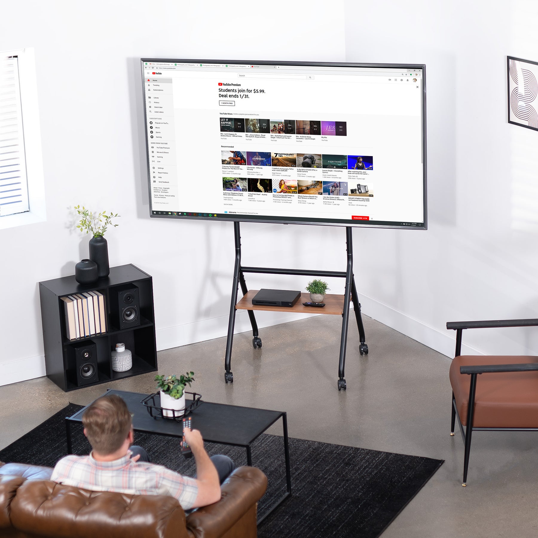 Mobile Studio Stand with Shelf for 37” to 86” TVs – VIVO - desk ...