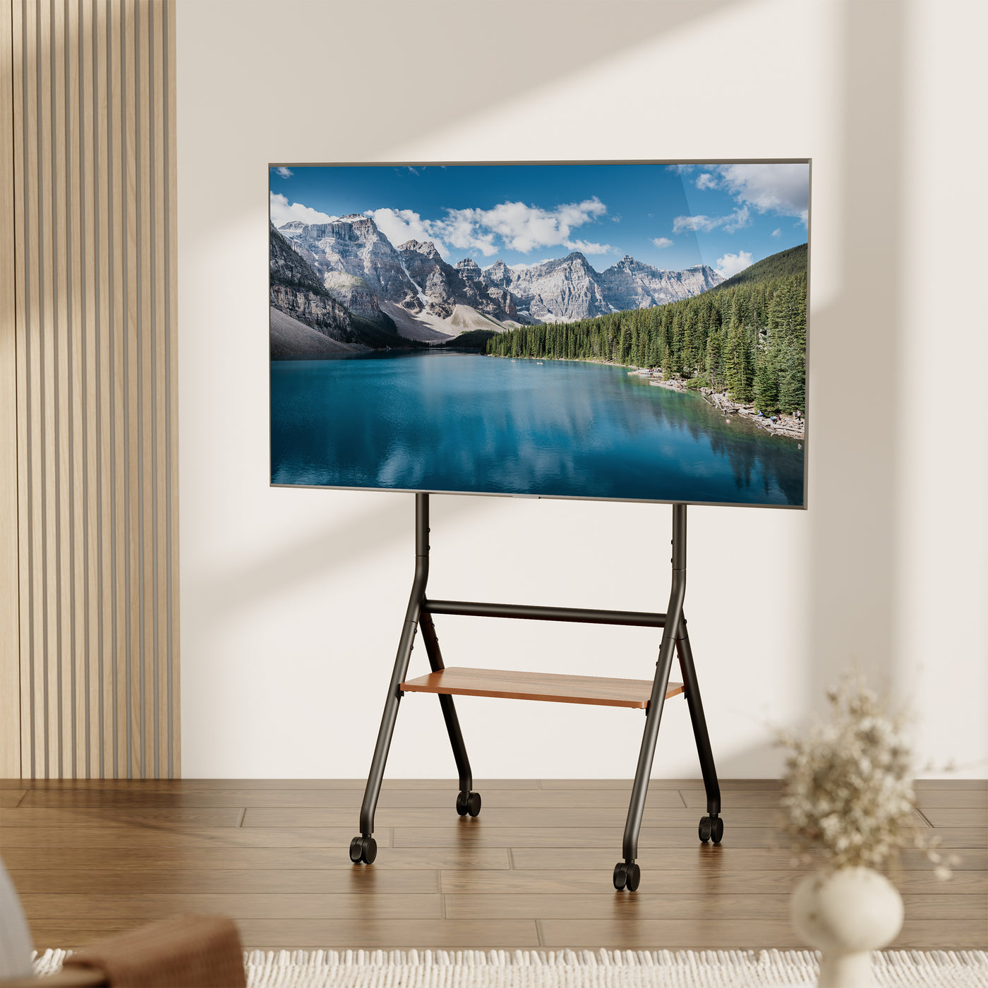 Mobile Studio Stand with Shelf for 37” to 86” TVs – VIVO - desk ...