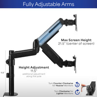 Pneumatic Arm Dual Monitor Desk Mount – VIVO - desk solutions, screen ...