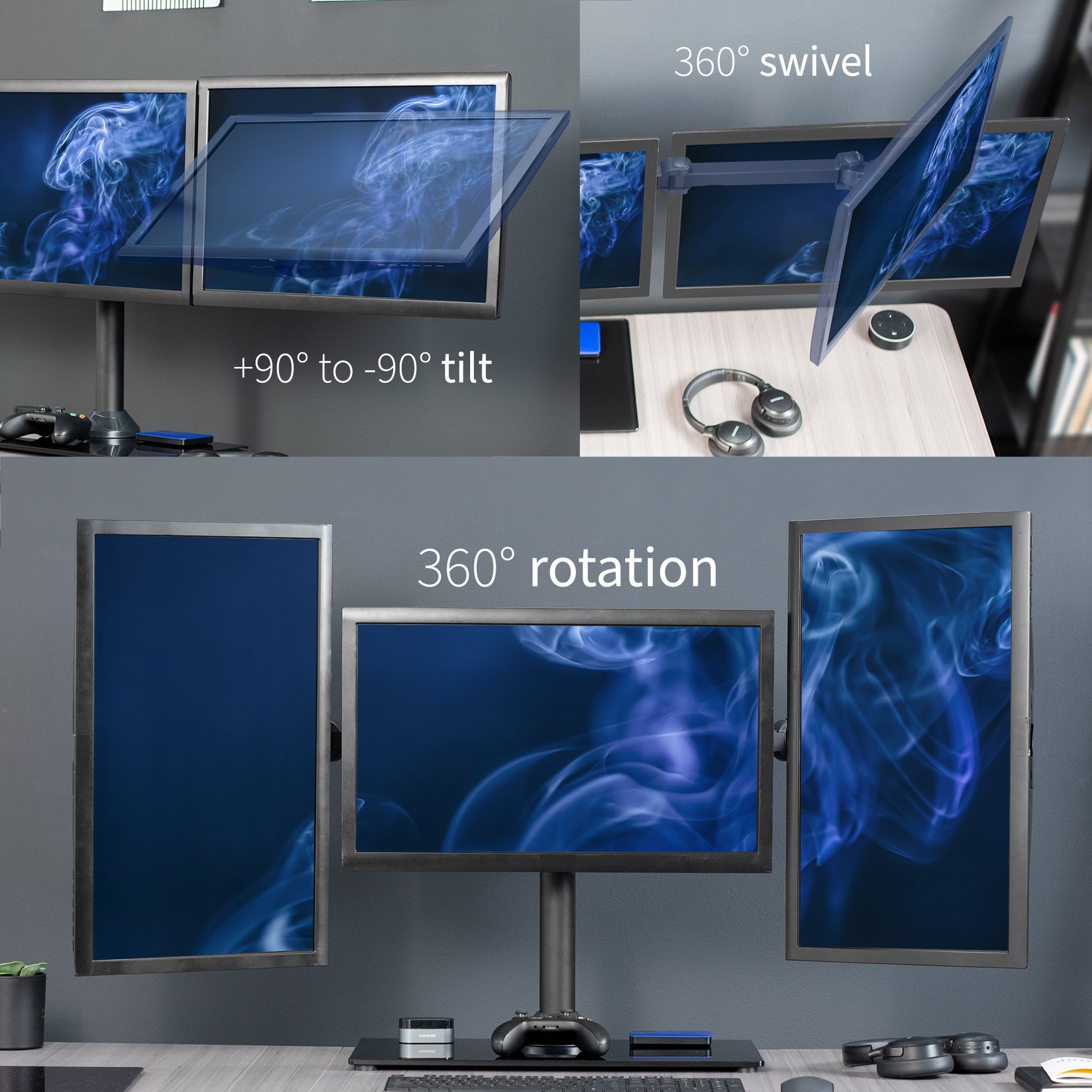 Triple Monitor Desk Stand – VIVO - desk solutions, screen mounting, and ...