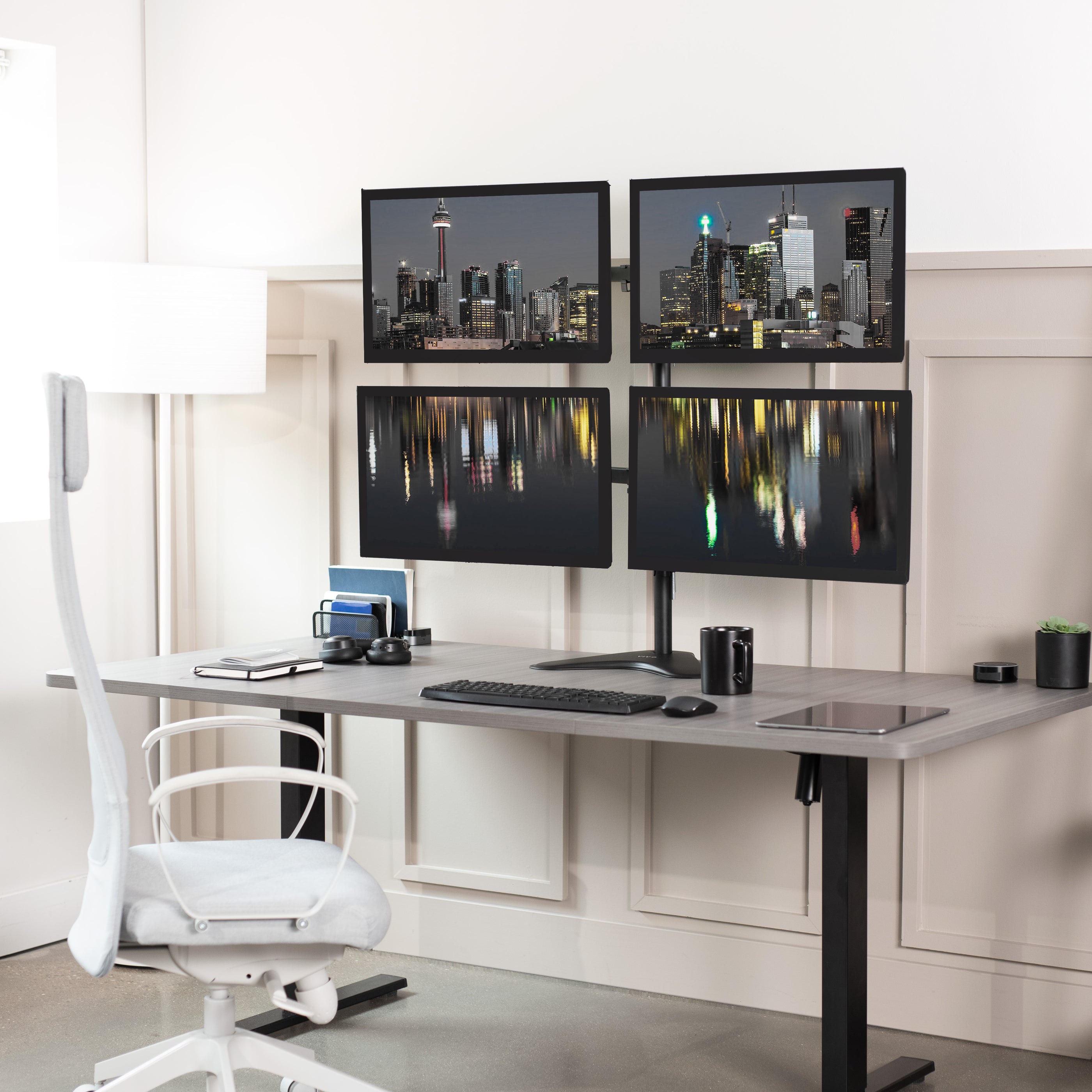 Quad Monitor Desk Stand - 13” to 30" Screens – VIVO - desk solutions ...