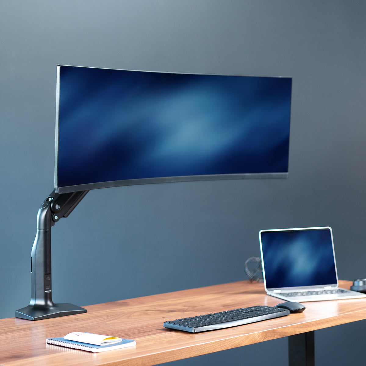 Pneumatic Arm Single Ultrawide Monitor Desk Mount - Up to 49" Screens ...