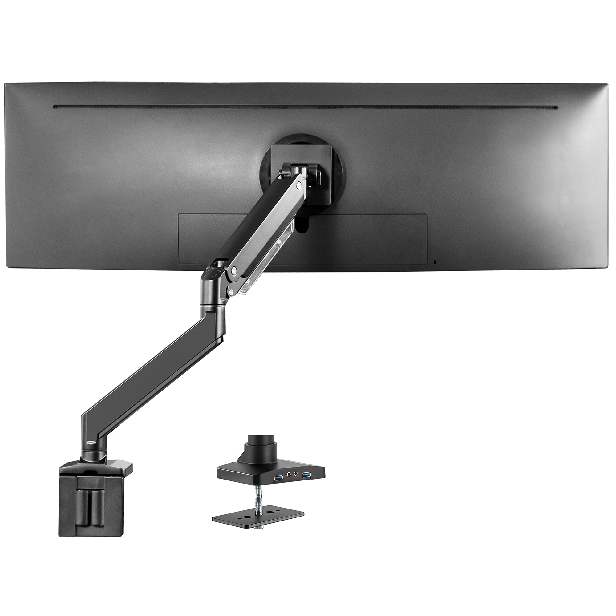 Pneumatic Arm Single Monitor Desk Mount with USB - Up to 49" Screens ...