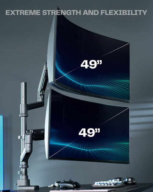Pneumatic Arm Dual Ultrawide Monitor Extra Tall Desk Mount - Up to 49 ...