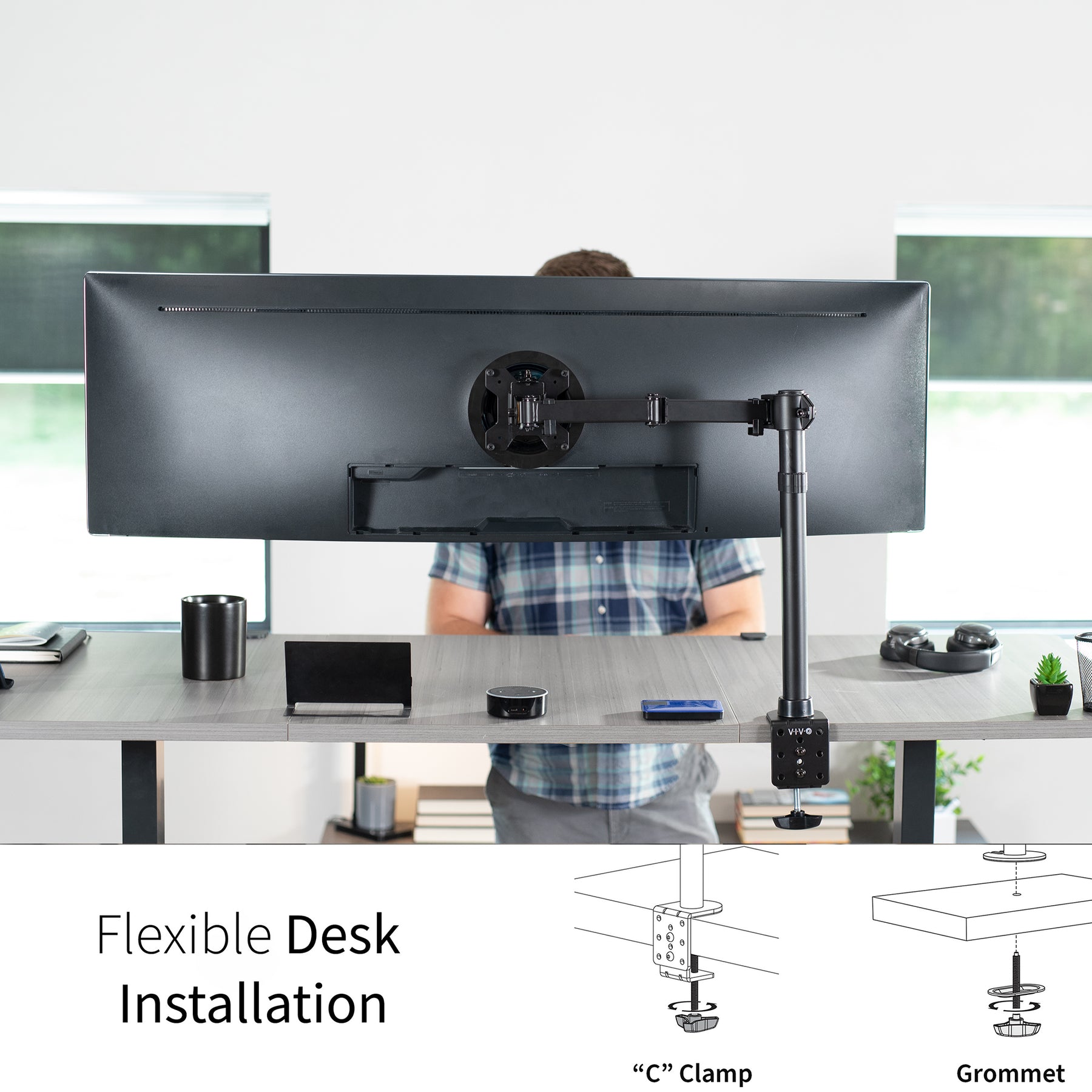 Single Ultrawide Monitor Desk Mount - Up to 45" Screens – VIVO - desk ...