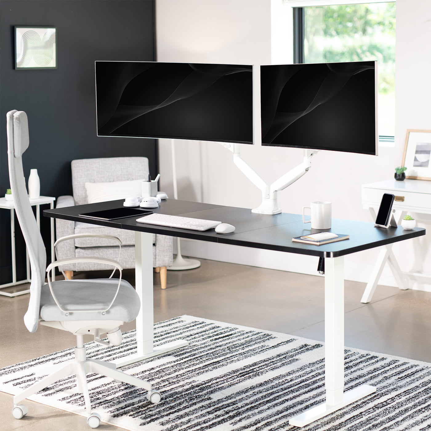 Pneumatic Arm Dual Ultrawide Monitor Desk Mount – VIVO - desk solutions ...