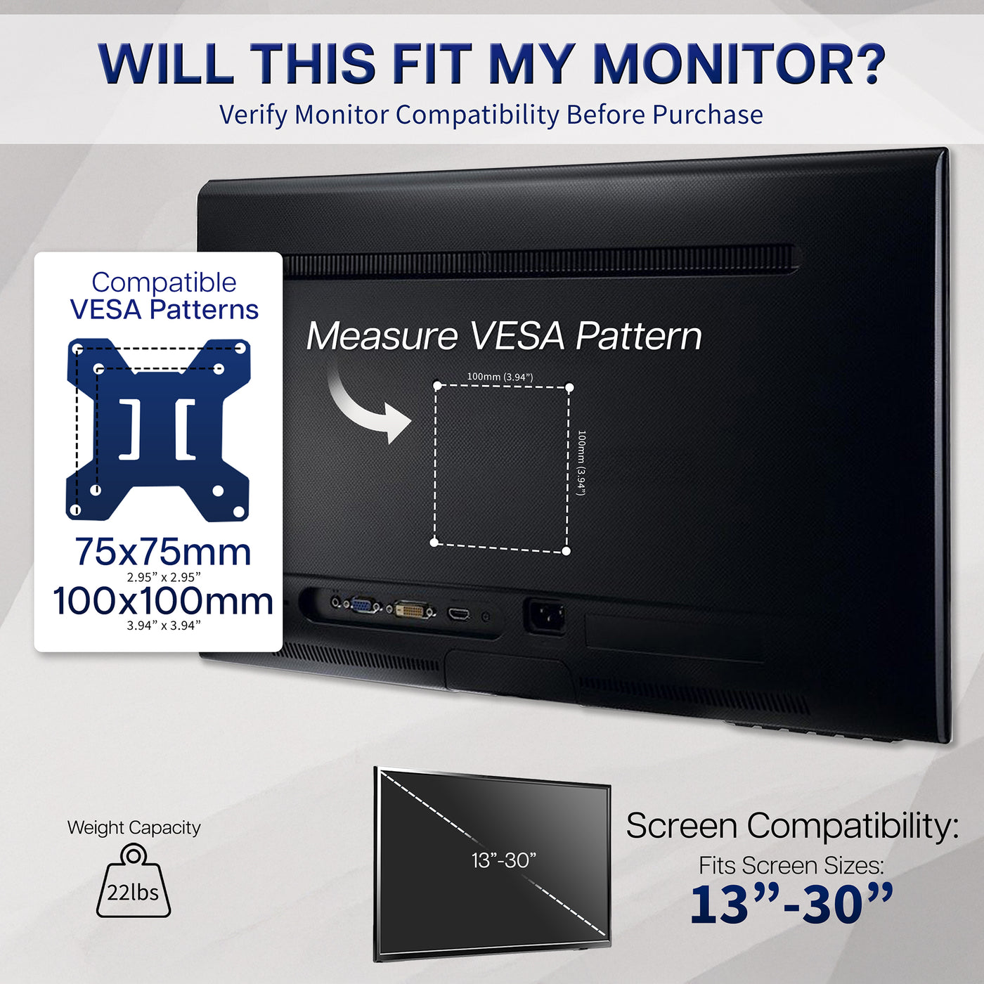 VESA Adapter Bracket 75x75mm and 100x100mm – VIVO - desk solutions ...